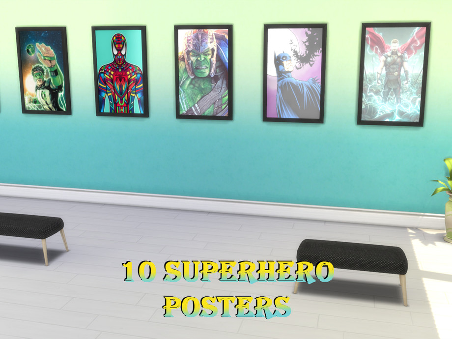 The Sims Resource | 10 Framed Superhero Posters