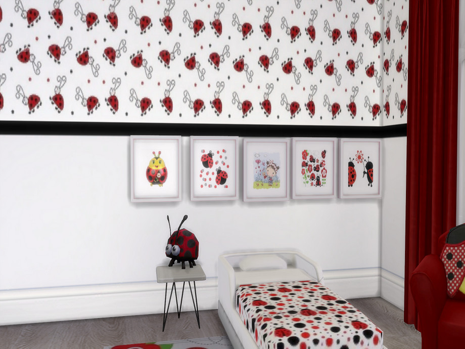 The Sims Resource | Ladybug set toddlers bed