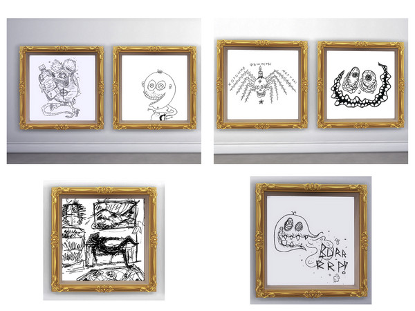 The Sims Resource | Drawings in a Gold Frame