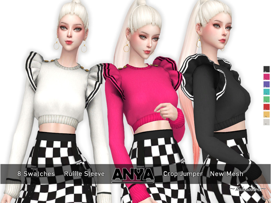 The Sims Resource - ANYA - Ruffle Sleeve Jumper