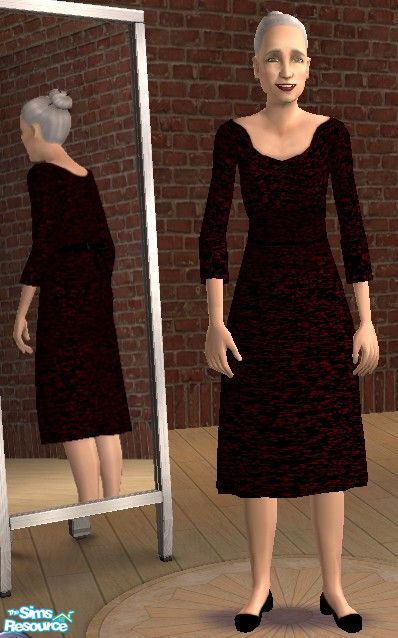 The Sims Resource Glamorous Granny Black Dress Red
