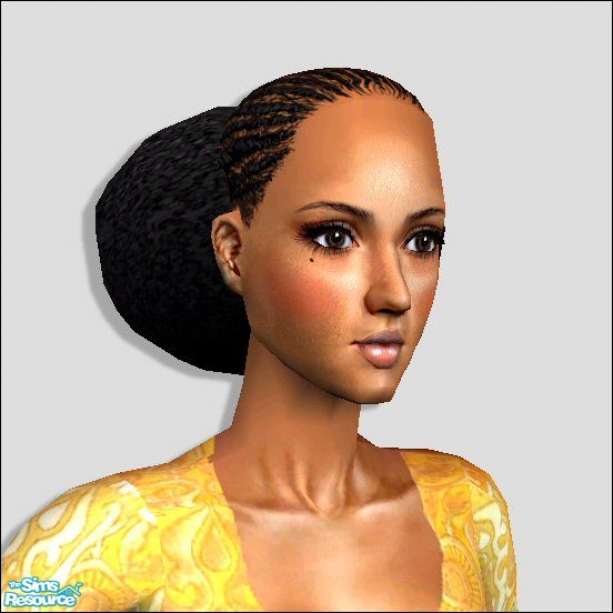 The Sims Resource | Cornrows & Afro Puff [Black]