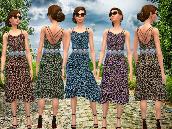 The Sims Resource | Leopard Print Dress with Belt - City Living Recolor