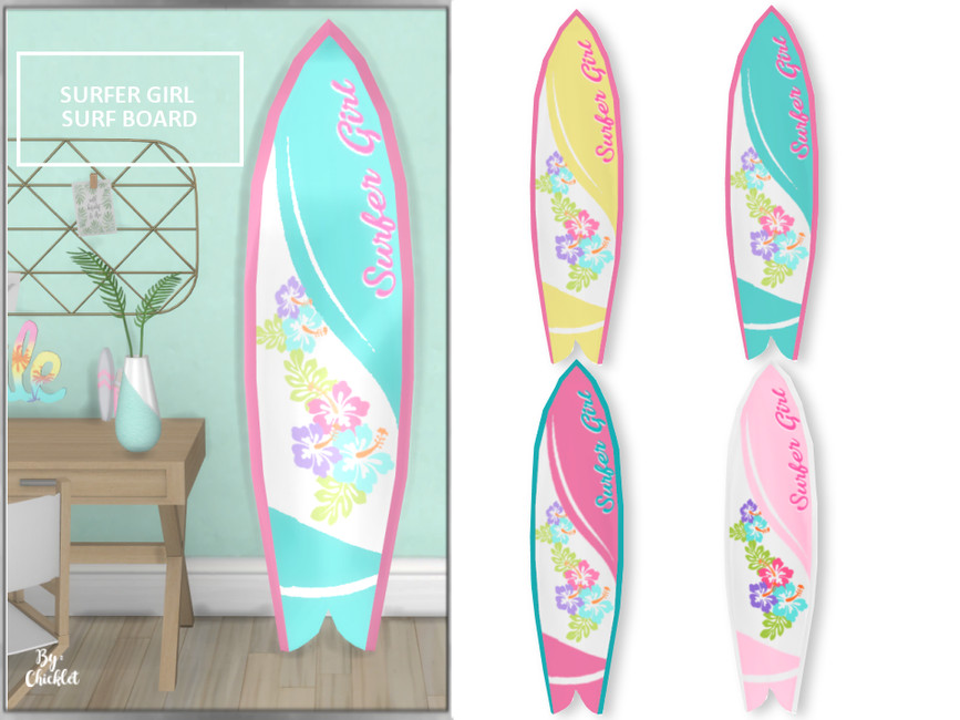 The Sims Resource - Surfer Girl Leaning Surfboard