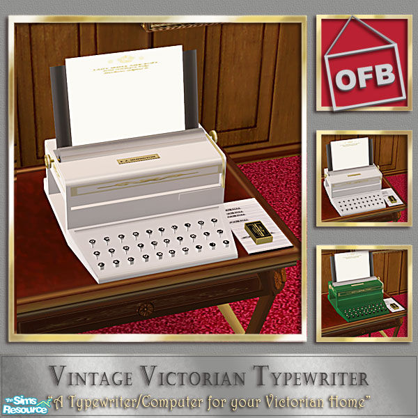 The Sims Resource | Vintage Victorian Typewriter - OFB White