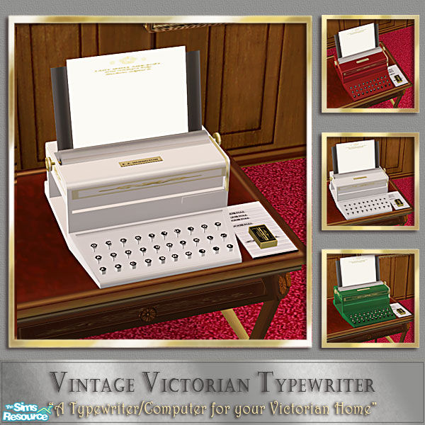 The Sims Resource | Vintage Victorian Typewriter - White