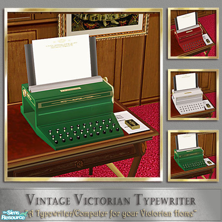 The Sims Resource - Vintage Victorian Typewriter - Jade