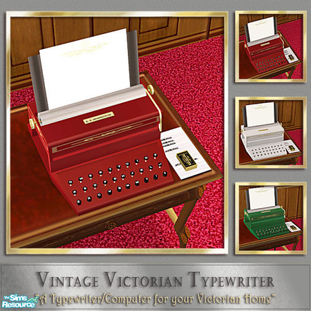 The Sims Resource | Vintage Victorian Typewriter - Red