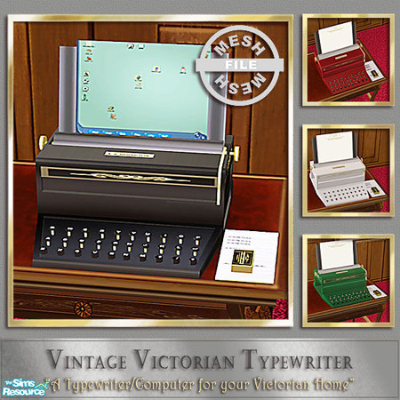 The Sims Resource | Vintage Victorian Typewriter - Black
