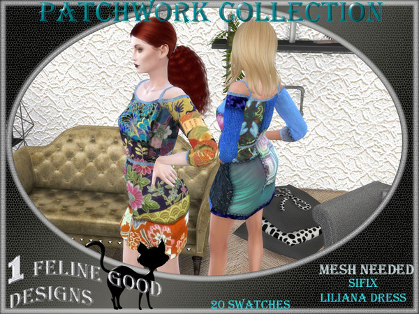 The Sims Resource | Patchwork dress 03