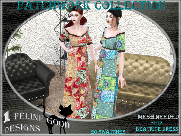 The Sims Resource | Patchwork dress 05