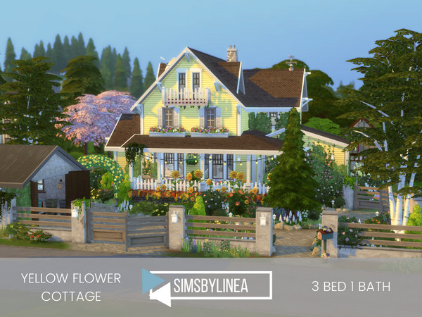 The Sims Resource | Yellow Flower Cottage