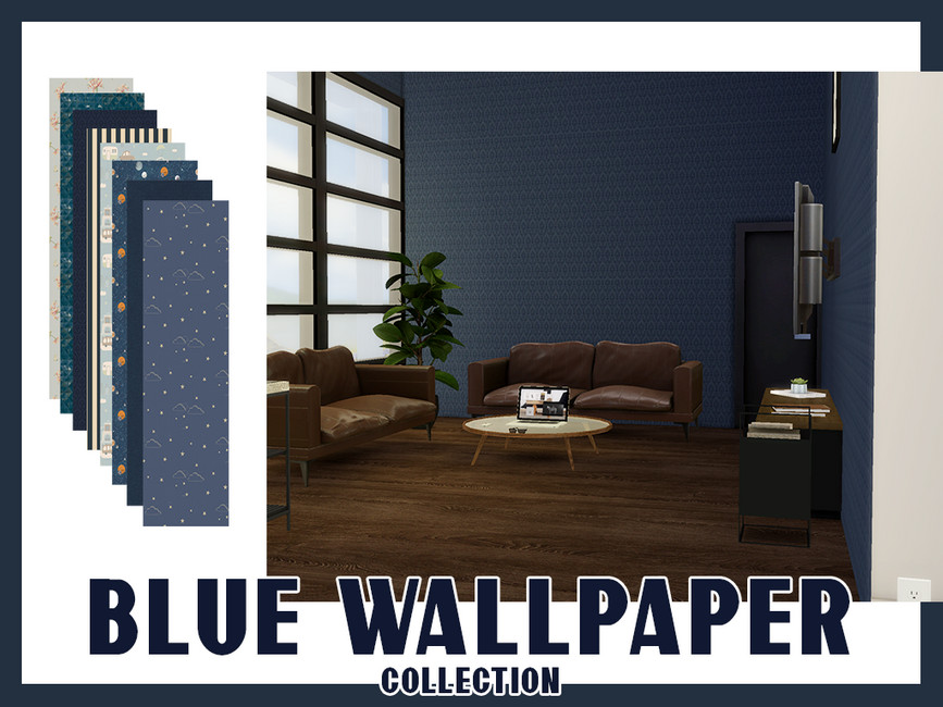 The Sims Resource - BLUE WALLPAPER COLLECTION