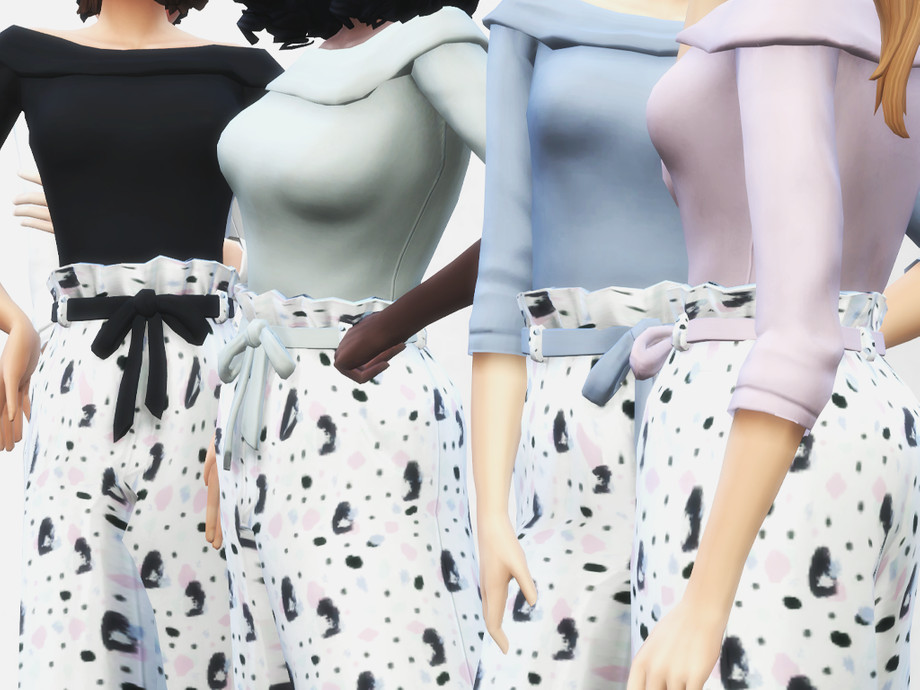 The Sims Resource | Off the Shoulder Minimalist Print Set