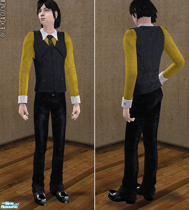 The Sims Resource | Vested Formal Outfit for Adult Males - Golden Chalice
