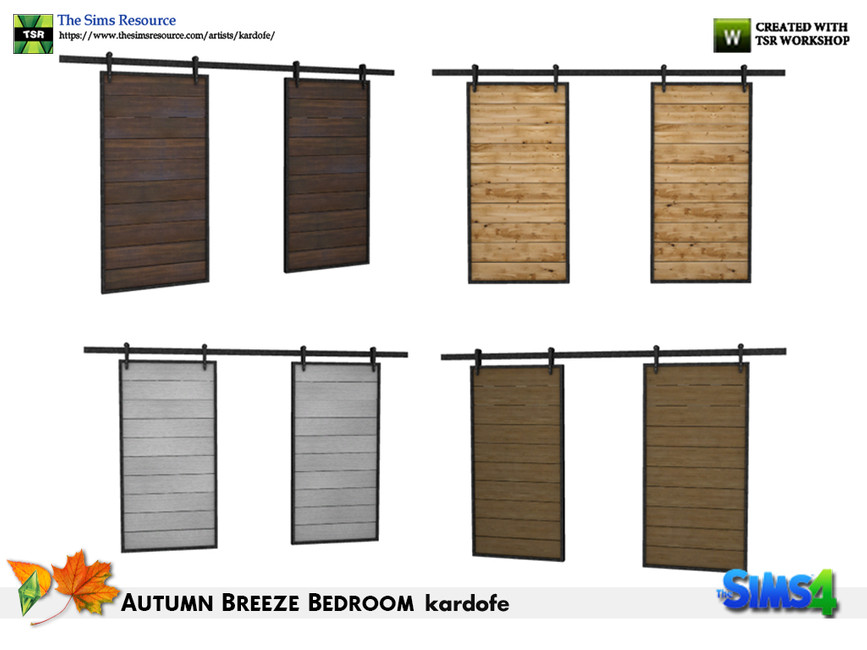 The Sims Resource - kardofe_Autumn Breeze Bedroom_Barn doors