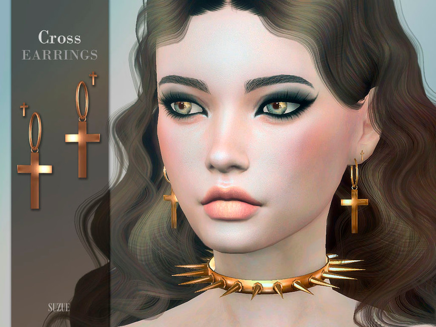 The Sims Resource - Cross Earrings