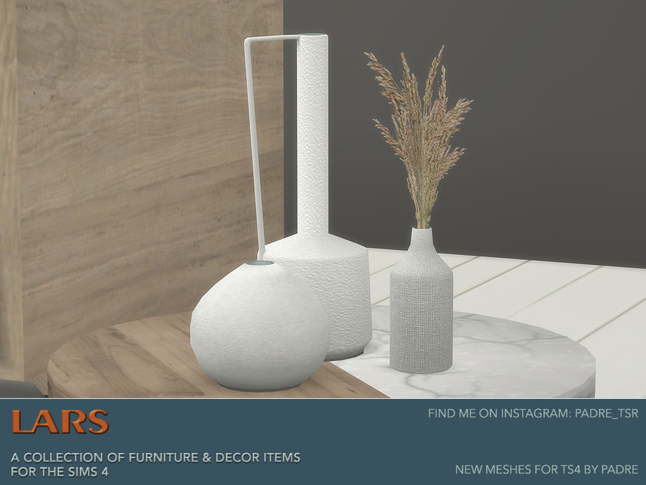 The Sims Resource - Lars Living Room - Three Vases with Grasses