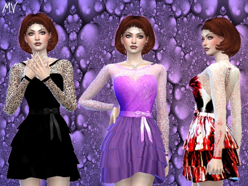The Sims Resource | Transparent sleeve dress