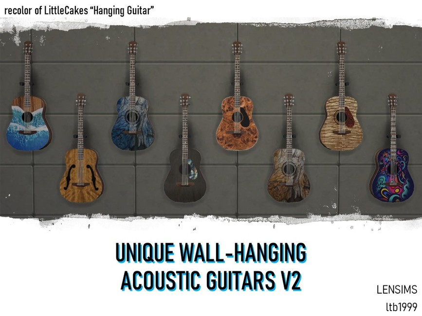 The Sims Resource - Unique Hanging Acoustic Guitar V2