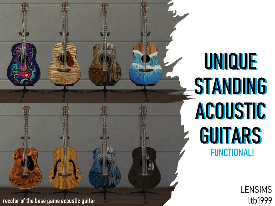 The Sims Resource | Standing Acoustic Guitars V2