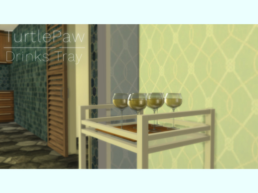 The Sims Resource - TurtlePaw Wood Drinks Tray V1 and V2