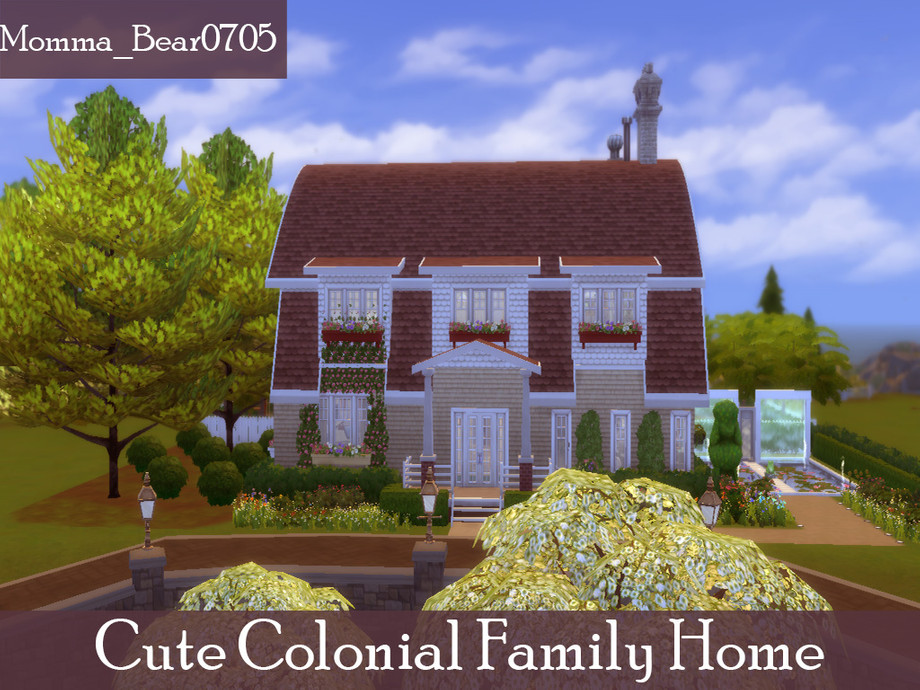 The Sims Resource | Cute Colonial Family Home [No CC]