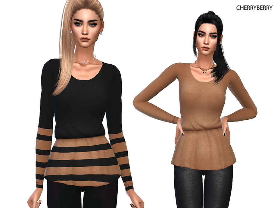 The Sims Resource | Formal Beige Blouse