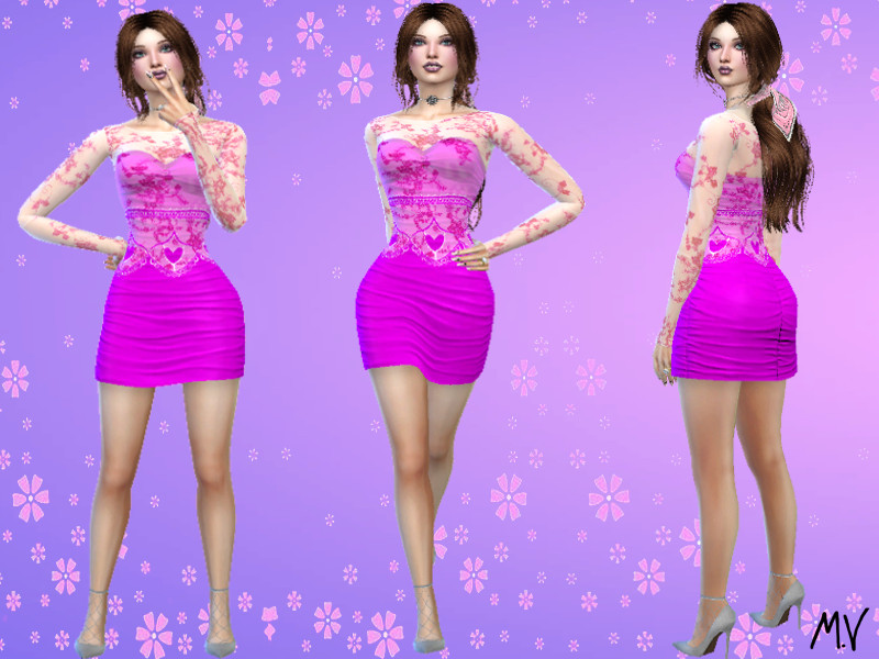 The Sims Resource | Fitted Dress with Transparent Blouse