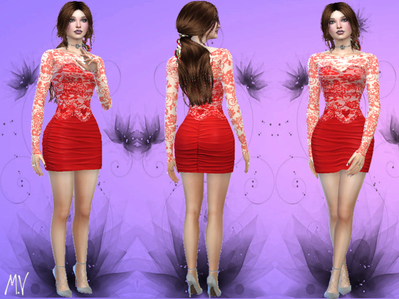 The Sims Resource | Fitted Dress with Transparent Blouse
