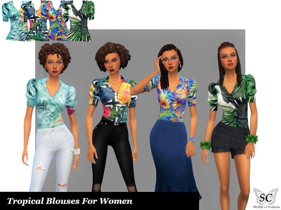 The Sims Resource | Tropical Blouses For Women