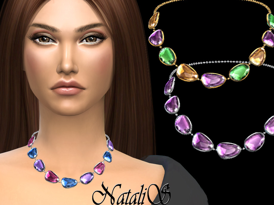 The Sims Resource | NataliS_Mixed color gems necklace