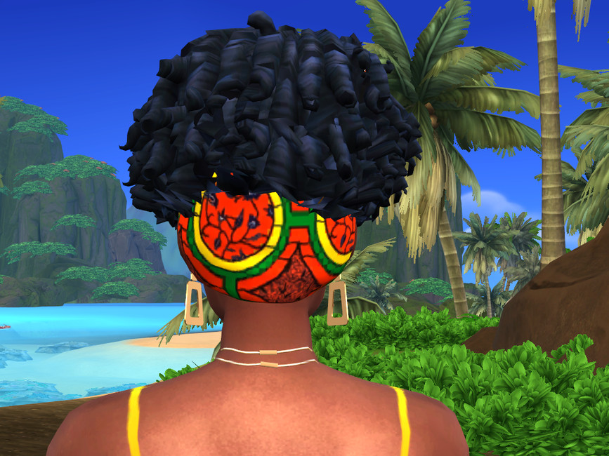 The Sims Resource - Afro Curls with Hair Wrap