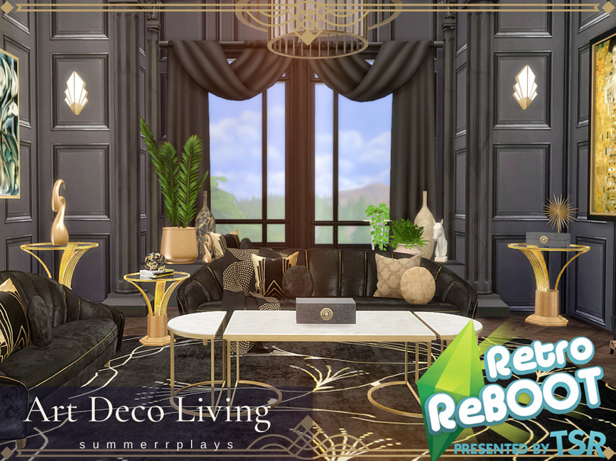 The Sims Resource - Retro ReBoot - Art Deco Living and Dining Room