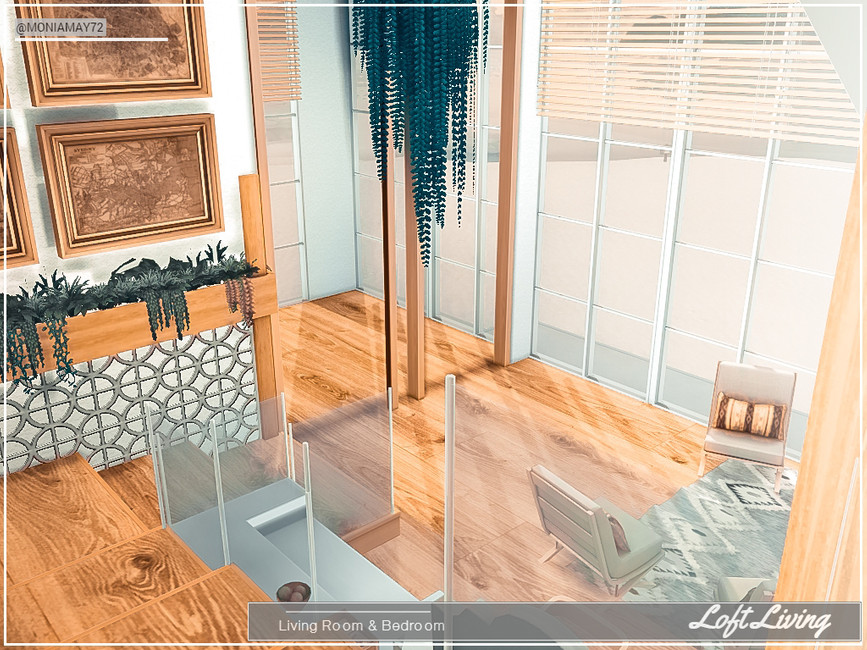 The Sims Resource - Loft Living Room&Bedroom