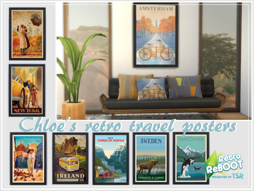 The Sims Resource - Retro ReBOOT_Chloe's Retro Travel Posters