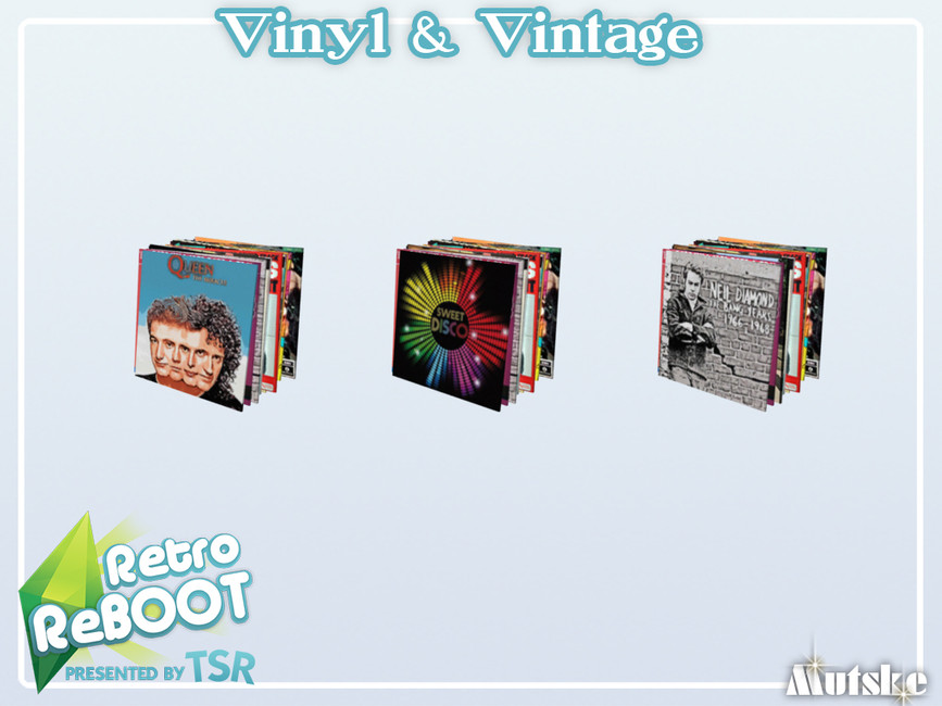 The Sims Resource - Retro ReBOOT Vinyl Stack of Records Standing