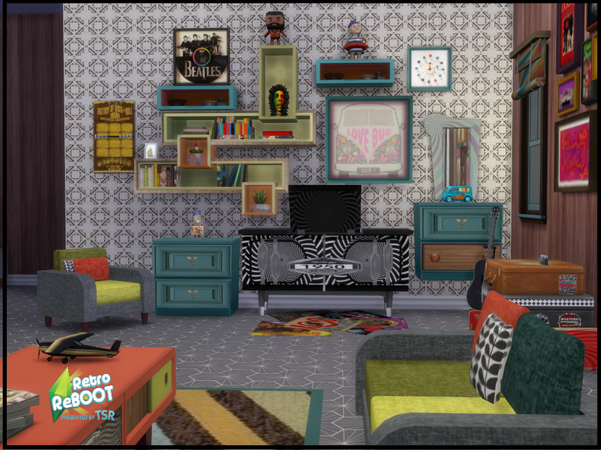 The Sims Resource - Retro ReBOOT 70's Living set