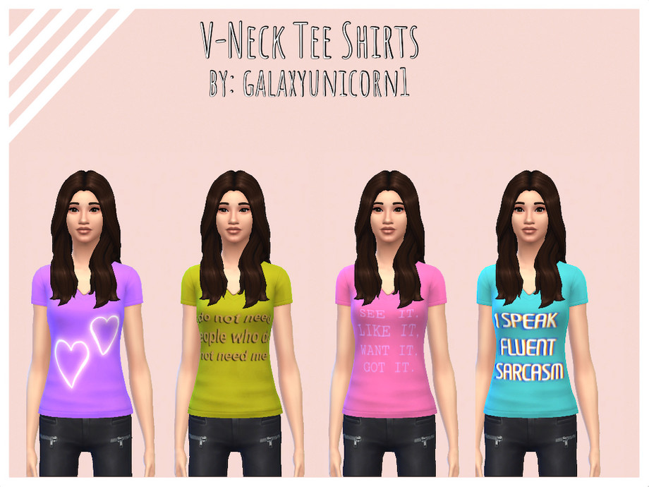 The Sims Resource | V-Neck Tee Shirt For Women