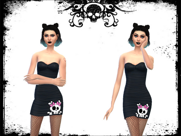 The Sims Resource | Black Skull dress