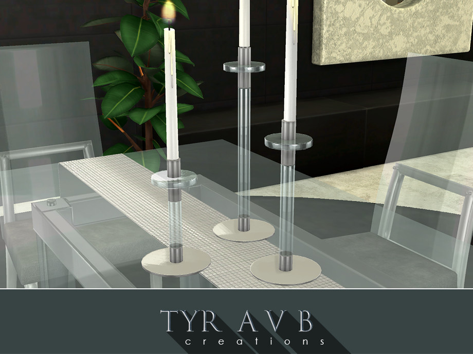 The Sims Resource | 3-Part Candle Holder - Acrylic Dining Set