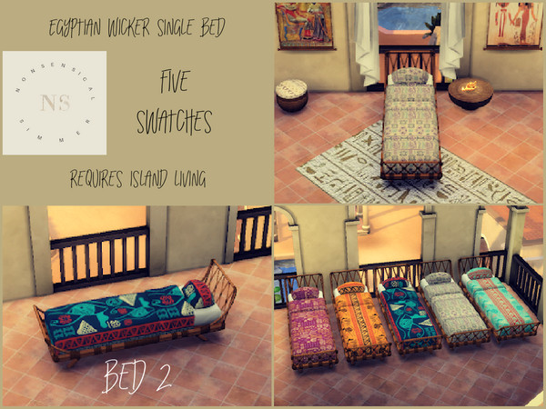 The Sims Resource | Egyptian Wicker Bed Island Living RC Set 2
