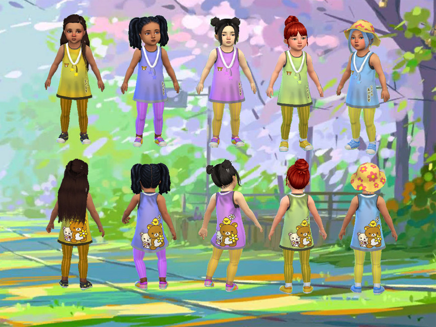 The Sims Resource - Rilakkuma Toddler Dress *Base Game Recolor*