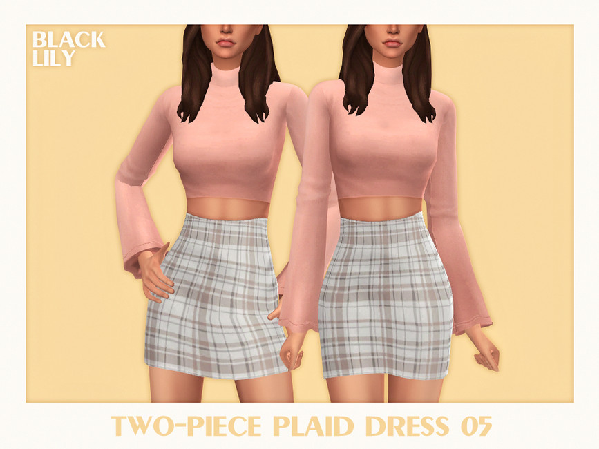 The Sims Resource - Two-Piece Plaid Dress 05