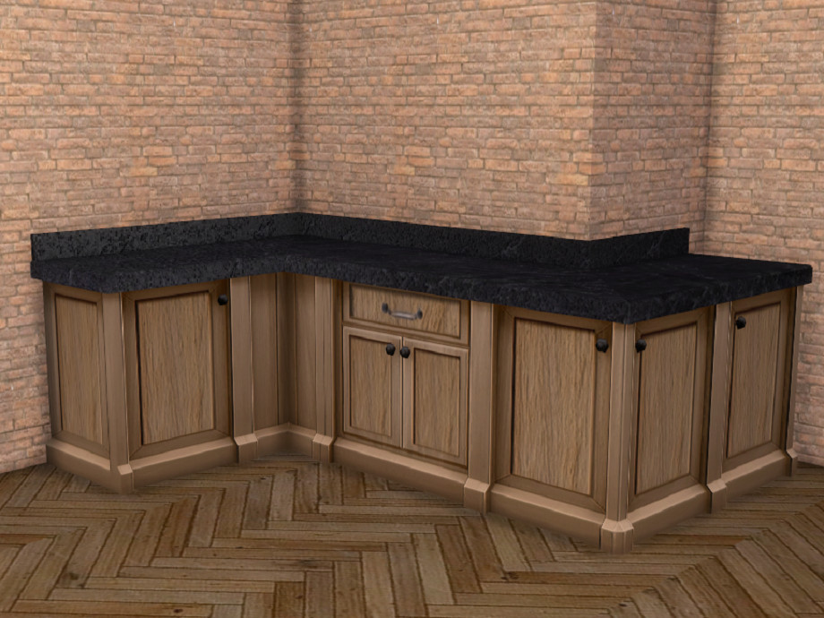 The Sims Resource | Oak & Granite Kitchen Counter