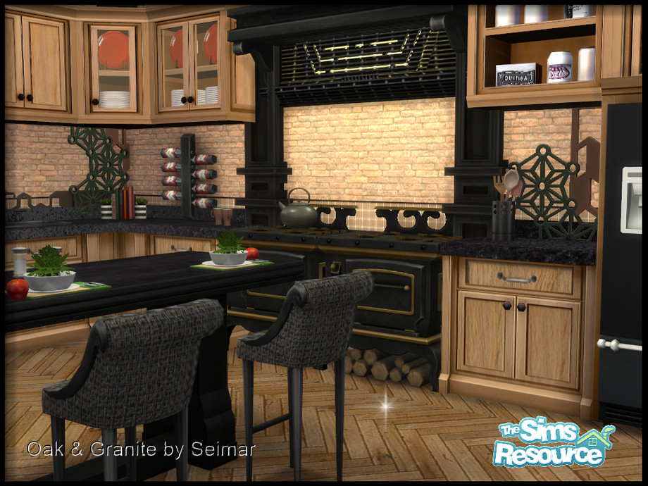 The Sims Resource | Oak & Granite Kitchen set