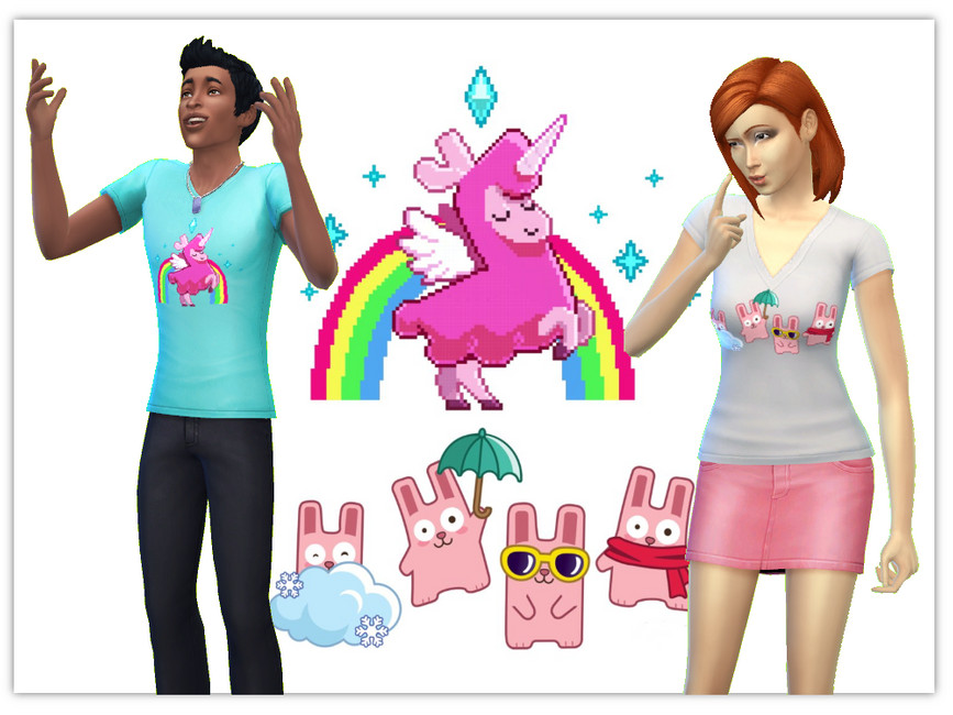 The Sims Resource - TS4 Merchandise T-Shirts Pack 6 - Pink Friends