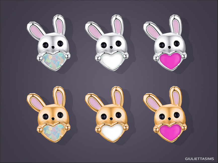 The Sims Resource - Bunny Heart Earrings For Toddlers