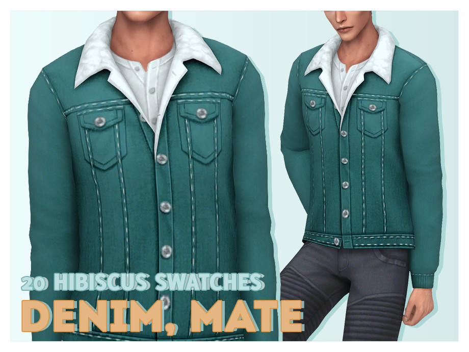 The Sims Resource | [Soli] GP07 Denim, Mate Jacket (Hibiscus)