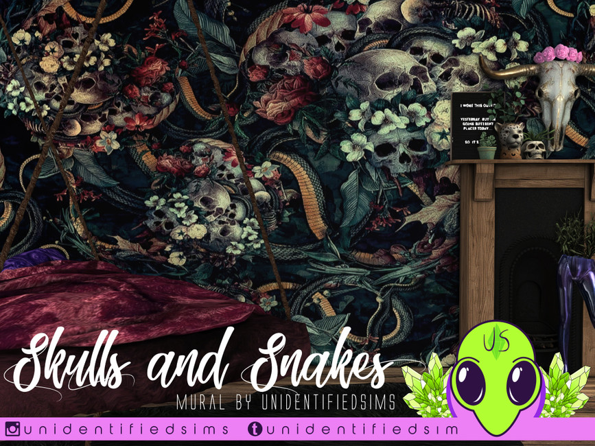 The Sims Resource - Skulls and Snakes Wall Mural